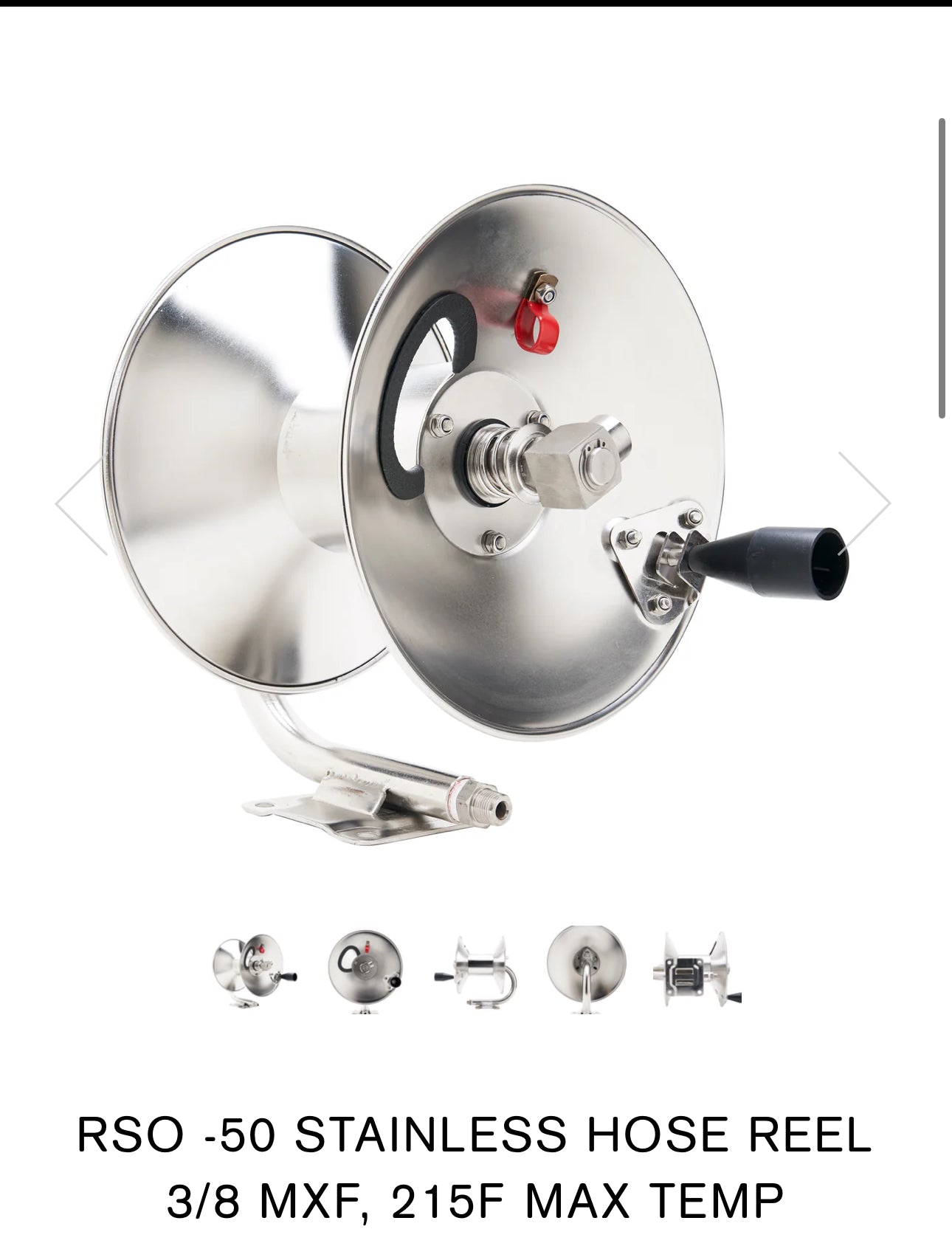 50 FT STAINLESS HOSE REEL 3/8 MXF, 215F MAX TEMP – Melgar's Auto ...